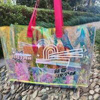 China Clear Shopping Transparent Jelly Laser Iridescent Pvc Tote Bag With Printed Custom Logo for sale