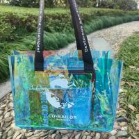 China Clear Shopping Transparent Jelly Laser Iridescent Pvc Tote Bag With Printed Custom Logo for sale
