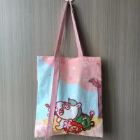 China Custom Printed Logo Women's Canvas Cotton Tote Bags with Soft-loop Style and Medium Size for sale