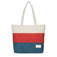 China Shopping Beach Boat Bottom Shape Top Handle Handbag Striped Tote Bags Eco Friendly Cotton Canvas for sale