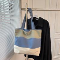 China Shopping Beach Boat Bottom Shape Top Handle Handbag Striped Tote Bags Eco Friendly Cotton Canvas for sale
