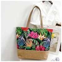China Soft-loop Style 2024 Fashion Printed Logo Personalized Beach Shopping Bag for Women for sale