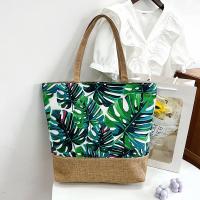 China Soft-loop Style 2024 Fashion Printed Logo Personalized Beach Shopping Bag for Women for sale