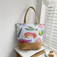 China Soft-loop Style 2024 Fashion Printed Logo Personalized Beach Shopping Bag for Women for sale