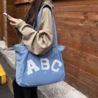 China Custom Printing Denim Woven Beach Bag with Soft-loop Style and OEM/ODM Acceptance for sale