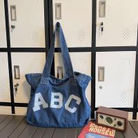 China Custom Printing Denim Woven Beach Bag with Soft-loop Style and OEM/ODM Acceptance for sale
