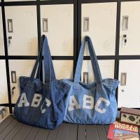 China Custom Printing Denim Woven Beach Bag with Soft-loop Style and OEM/ODM Acceptance for sale