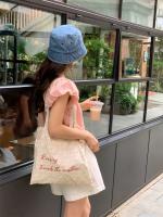 China Custom Pink Floral Beach Tote Bag Natural Canvas Ladies Shoulder Bag for Women for sale