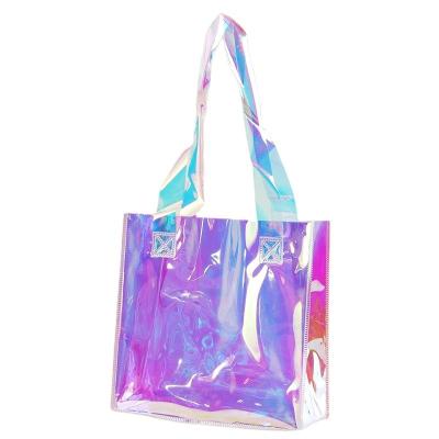 China Medium Jute Custom PVC Laser Bag for Recycled Plastic Transparent Holographic Shopping for sale