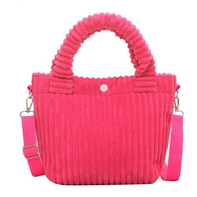 China Corduroy Handbag Custom Logo Print Crossbody Women Shopping Bag Mini Tote Bag Style for sale