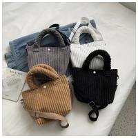 China Corduroy Handbag Custom Logo Print Crossbody Women Shopping Bag Mini Tote Bag Style for sale