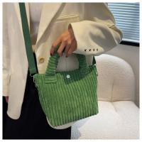 China Corduroy Handbag Custom Logo Print Crossbody Women Shopping Bag Mini Tote Bag Style for sale