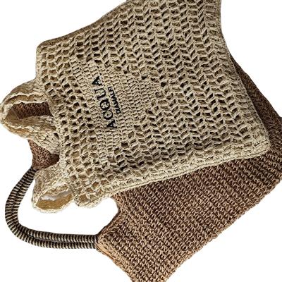 China Handled Style Custom Raffia Straw Woven Tote Bag Luxury Trendy Beach Bag for Vacation for sale