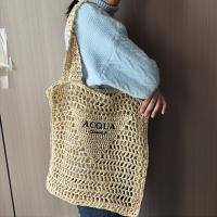 China Handled Style Custom Raffia Straw Woven Tote Bag Luxury Trendy Beach Bag for Vacation for sale