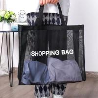 China Customized Logo Reusable Storage Market Grocery Shipping Recycled Beach Net Mesh Tote Bag for sale