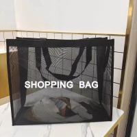 China Customized Logo Reusable Storage Market Grocery Shipping Recycled Beach Net Mesh Tote Bag for sale