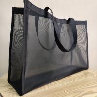 China Large Capacity Custom Logo Print Black Mesh Tote Bag for Market Shopping and Beach for sale