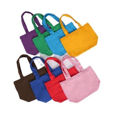 China Customized Color Canvas Cotton Handbag Mini Tote Shopping Bags with Custom Logo Print for sale