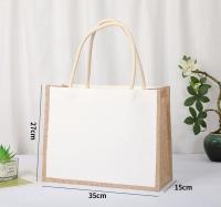 China Customized Logo Natural Reusable Laminated Jute Grocery Shopping Bag OEM/ODM Tote Bag for sale