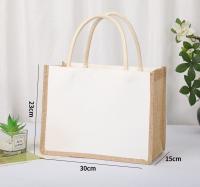 China Customized Logo Natural Reusable Laminated Jute Grocery Shopping Bag OEM/ODM Tote Bag for sale