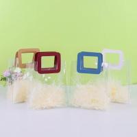 China Leather Handle PVC Clear Transparent Tote Bag for Customized Logo Gift Packaging for sale