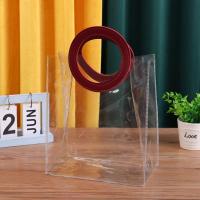 China Leather Handle PVC Clear Transparent Tote Bag for Customized Logo Gift Packaging for sale