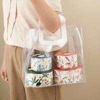 China Leather Handle Reusable Handbag Transparent PVC Plastic Gift Wrap Tote Bag for BEACH BAG for sale