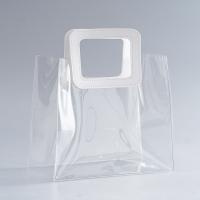 China Leather Handle Reusable Handbag Transparent PVC Plastic Gift Wrap Tote Bag for BEACH BAG for sale