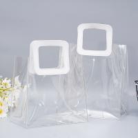 China Leather Handle Reusable Handbag Transparent PVC Plastic Gift Wrap Tote Bag for BEACH BAG for sale