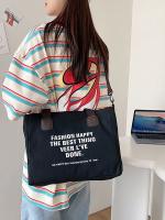 China Daily School Life Letter Print Cotton Tote Bag for Women Crossbody Canvas Shopping Bag for sale