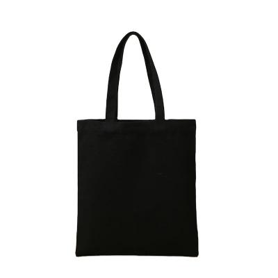China Plain Black Eco Friendly Cotton Canvas Tote Bag with Custom Print Logo Reusable Shopping for sale