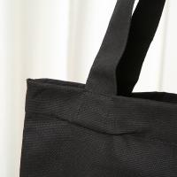 China Plain Black Eco Friendly Cotton Canvas Tote Bag with Custom Print Logo Reusable Shopping for sale