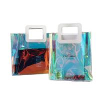 China Open Closure Custom Clear PVC Gift Iridescent Tote Cosmetic Bag for Fashionable Look for sale