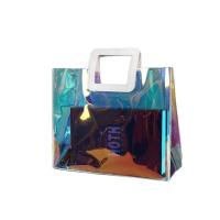 China Open Closure Custom Clear PVC Gift Iridescent Tote Cosmetic Bag for Fashionable Look for sale