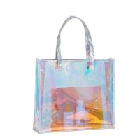 China Luxury Waterproof Clear Women's Cosmetic Handbag Custom Makeup Pouch Tote Bag with Logo for sale
