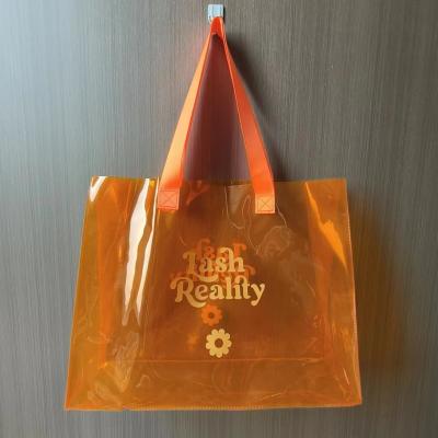 China Custom Logo High Transparency Clear PVC Plastic Tote Bag for Waterproof Advertising for sale