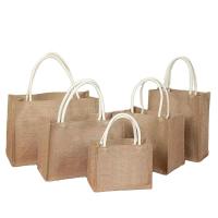 China Gifts Custom Logo Shopping Bag in Natural Eco-Friendly Burlap Jute for Reusable Tote for sale
