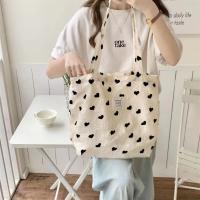 China Custom Embroidered Canvas Tote Bag for Women Medium Size Durable Shopping Shoulder Bag for sale