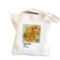 China Cartoon Pattern Reusable Canvas Cotton Shopping Tote Bag with Custom Logo Eco Friendly for sale