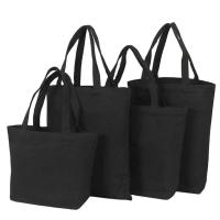 China Personalized Print Cotton Black Canvas Tote Bag for Shopping Newest Fashionable Style for sale
