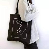 China Personalized Print Cotton Black Canvas Tote Bag for Shopping Newest Fashionable Style for sale