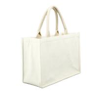 China Custom Logo Bag Square Shape Laminated Waterproof Canvas Cotton Shopping Tote Beach Bag for sale