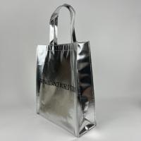China Eco Friendly Shopping Bag Gold Lamination Metallic Silver Non Woven Bag With Custom Logo for sale