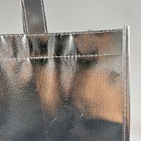 China Eco Friendly Shopping Bag Gold Lamination Metallic Silver Non Woven Bag With Custom Logo for sale