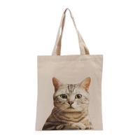 China Cute Cat Pattern Reusable Canvas Tote Bag for Eco Friendly Shopping and Travel Needs for sale