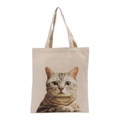 China Cute Cat Pattern Reusable Canvas Tote Bag for Eco Friendly Shopping and Travel Needs for sale