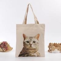 China Cute Cat Pattern Reusable Canvas Tote Bag for Eco Friendly Shopping and Travel Needs for sale