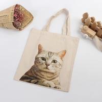 China Cute Cat Pattern Reusable Canvas Tote Bag for Eco Friendly Shopping and Travel Needs for sale