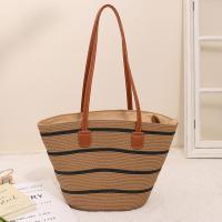 China Handmade Raffia Straw Beach Bag for Unisex Summer Bucket Tote Style Basket for sale