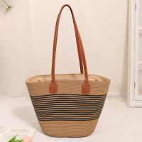 China Handmade Raffia Straw Beach Bag for Unisex Summer Bucket Tote Style Basket for sale
